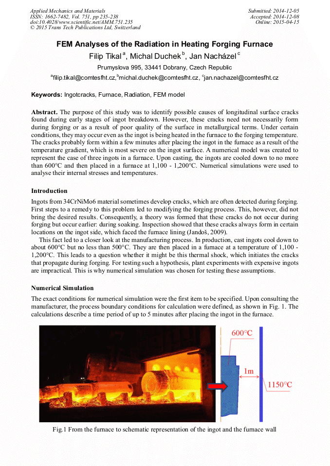 FEM Analyses of the Radiation in Heating Forging Furnace | Scientific.Net