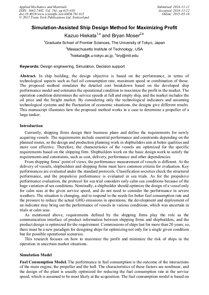 Simulation-Assisted Ship Design Method for Maximizing Profit | Scientific.Net