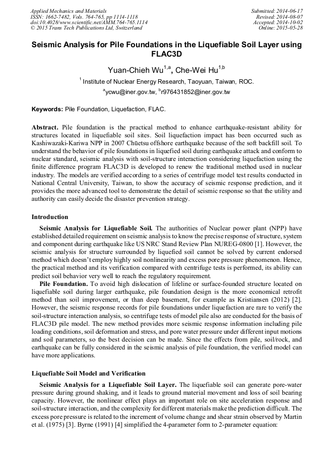 Seismic Analysis for Pile Foundations in the Liquefiable Soil Layer ...