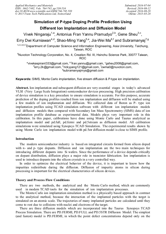 Simulation of P-Type Doping Profile Prediction Using Different Ion ...
