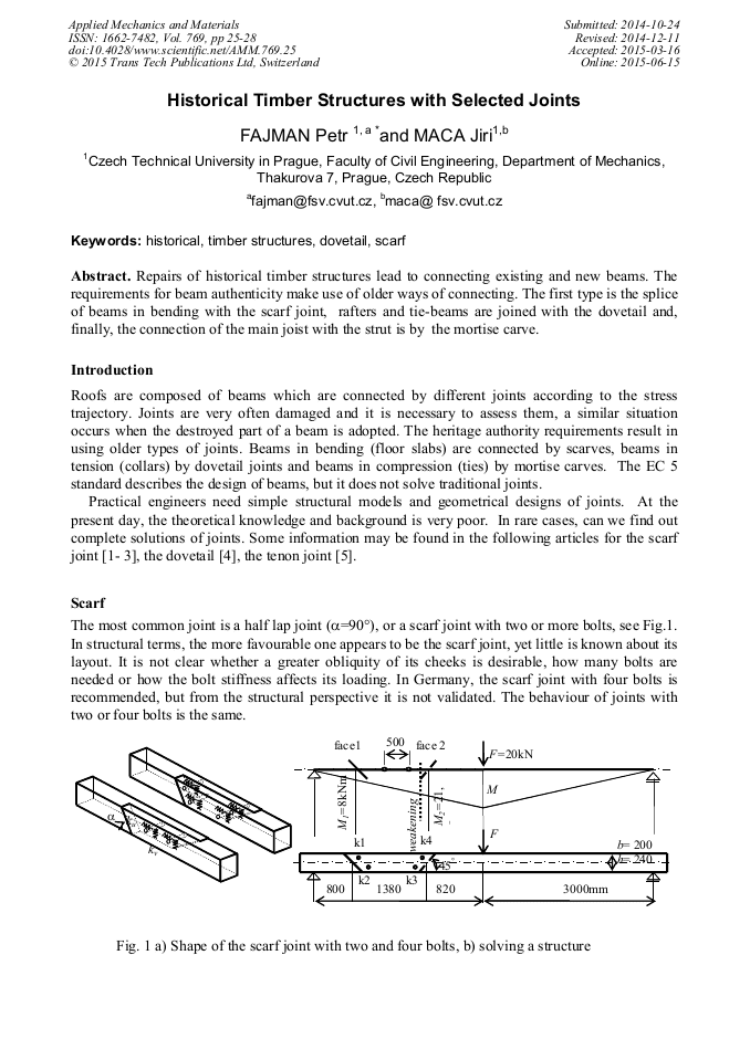 Historical Timber Structures with Selected Joints | Scientific.Net