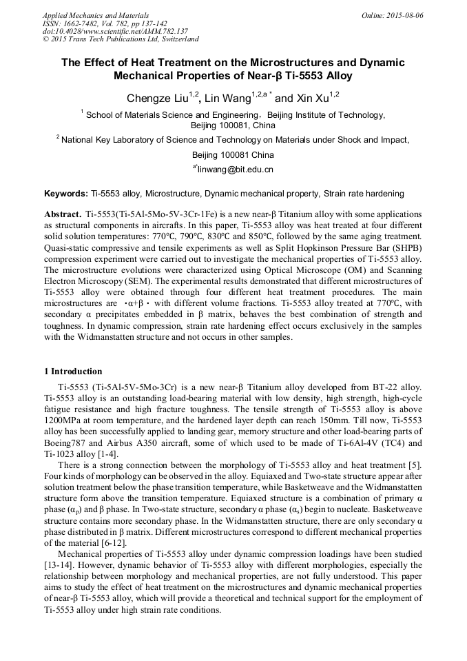 The Effect of Heat Treatment on the Microstructures and Dynamic ...