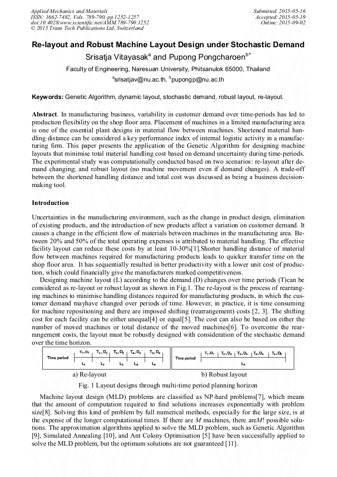 Re-Layout and Robust Machine Layout Design under Stochastic Demand ...