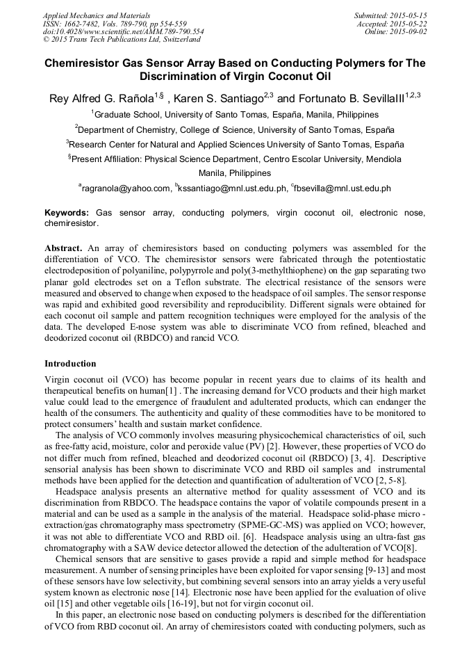 Chemiresistor Gas Sensor Array Based on Conducting Polymers for the ...