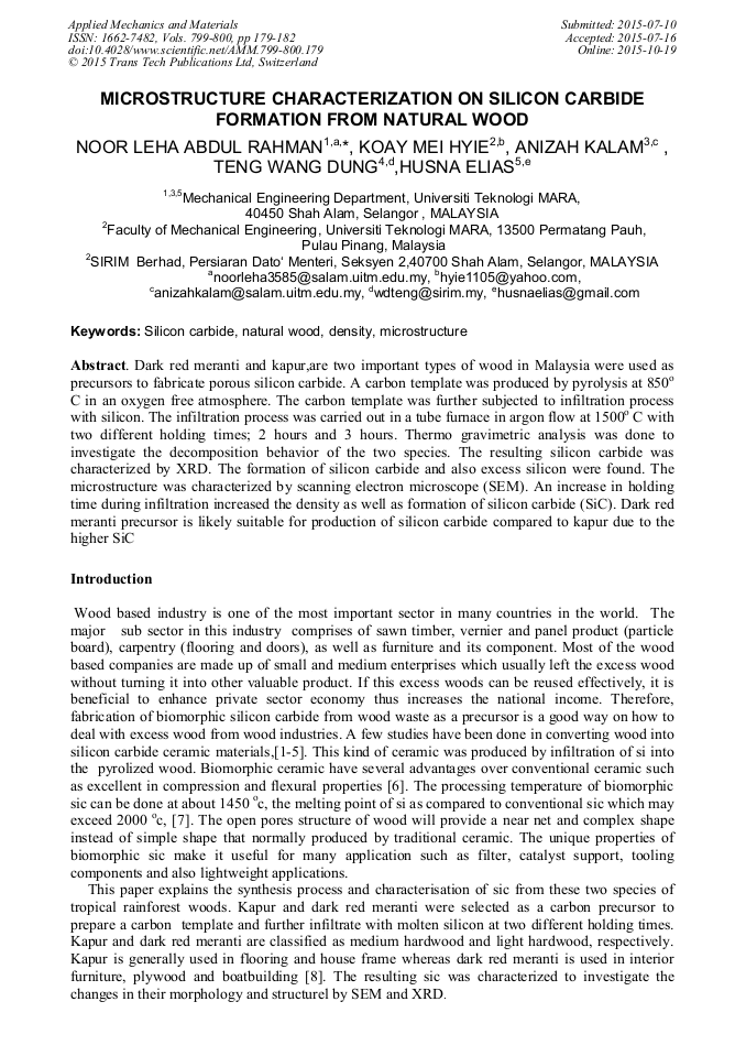 Microstructure Characterization on Silicon Carbide Formation from ...