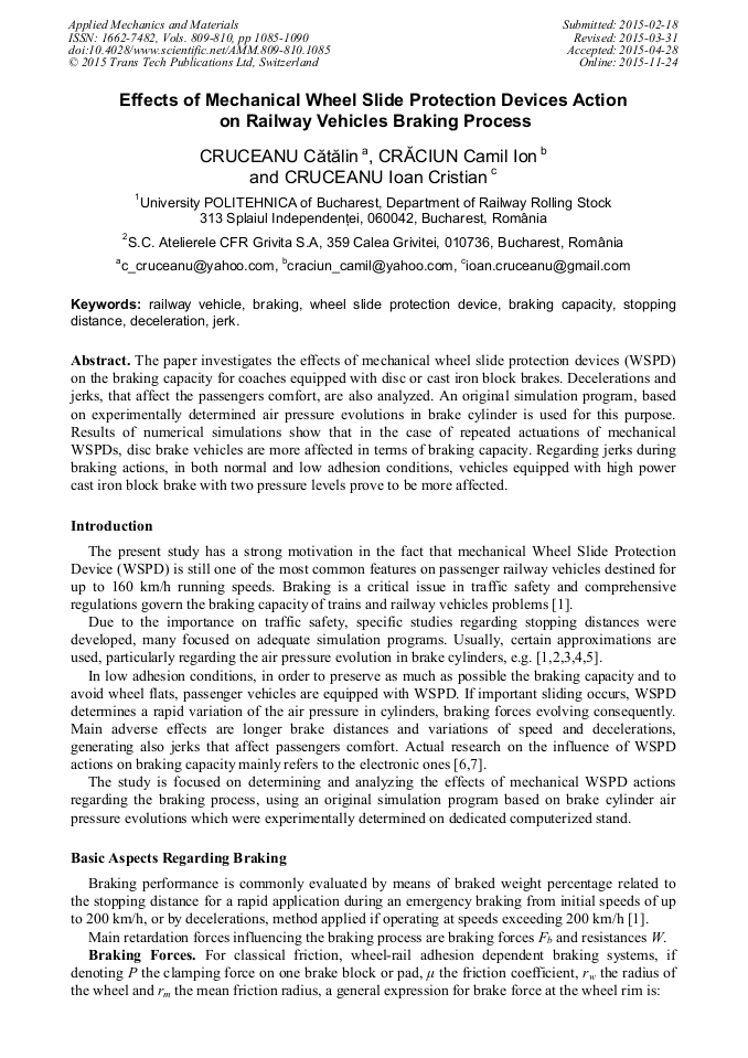 Effects of Mechanical Wheel Slide Protection Devices Action on Railway ...