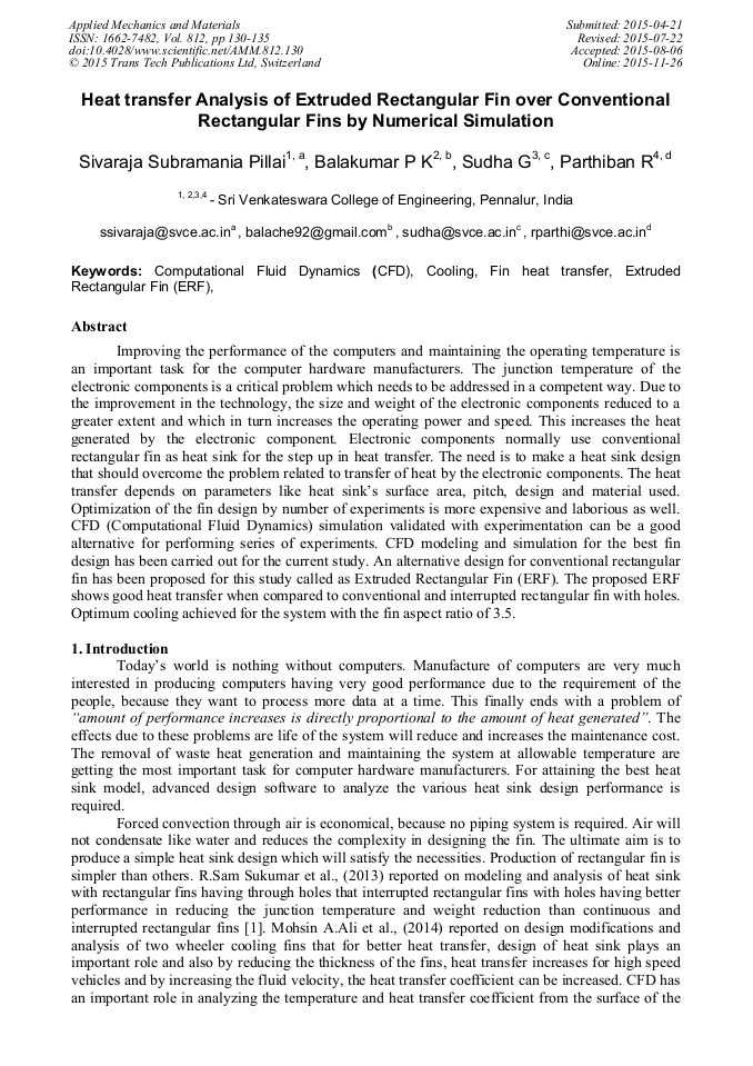 Heat Transfer Analysis of Extruded Rectangular Fin over Conventional ...