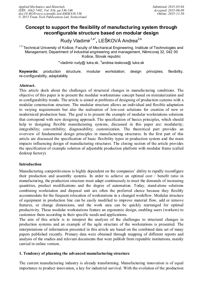 Concept to Support the Flexibility of Manufacturing System through ...