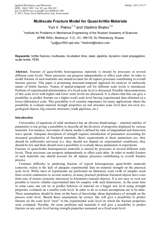 Multiscale Fracture Model for Quasi-Brittle Materials | Scientific.Net
