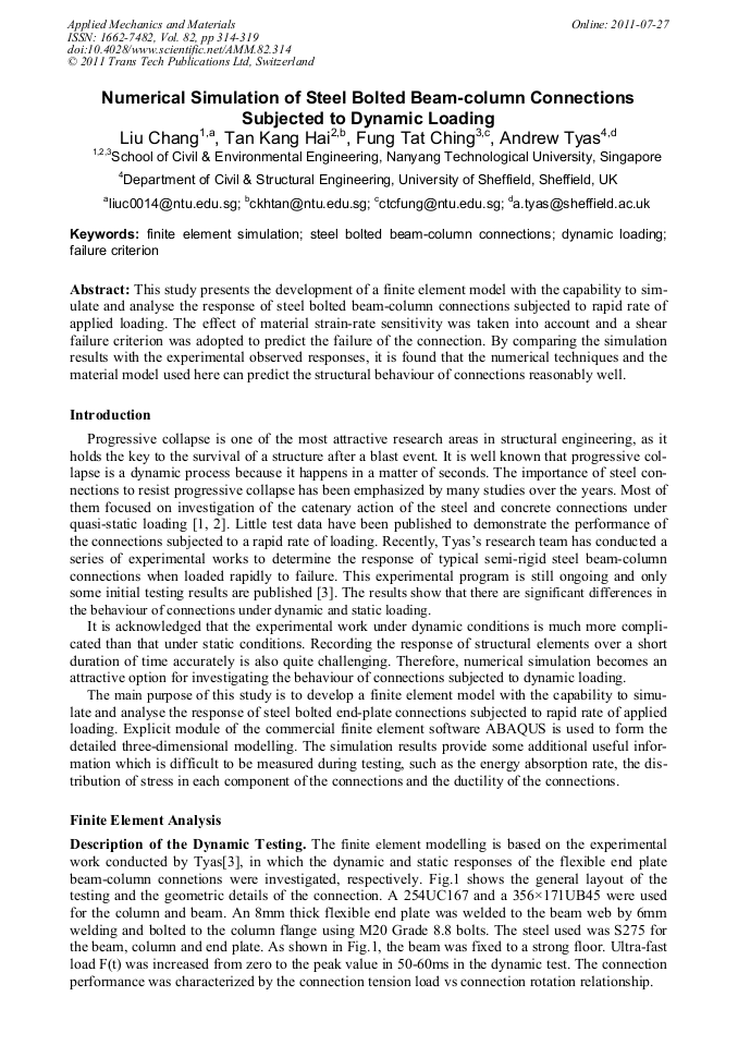 Numerical Simulation of Steel Bolted Beam-Column Connections Subjected ...