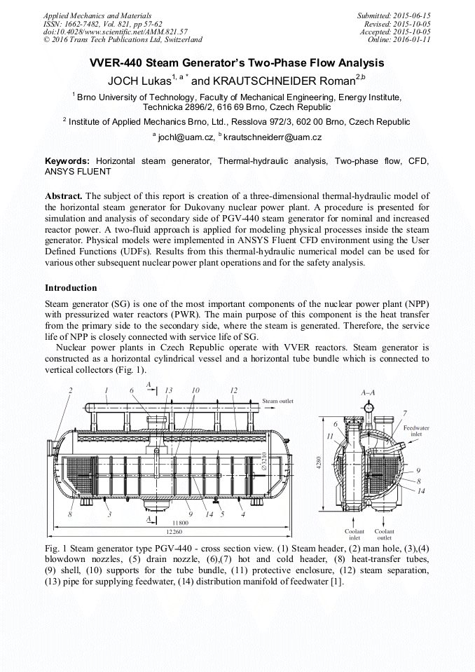 VVER-440 Steam Generator’s Two-Phase Flow Analysis | Scientific.Net