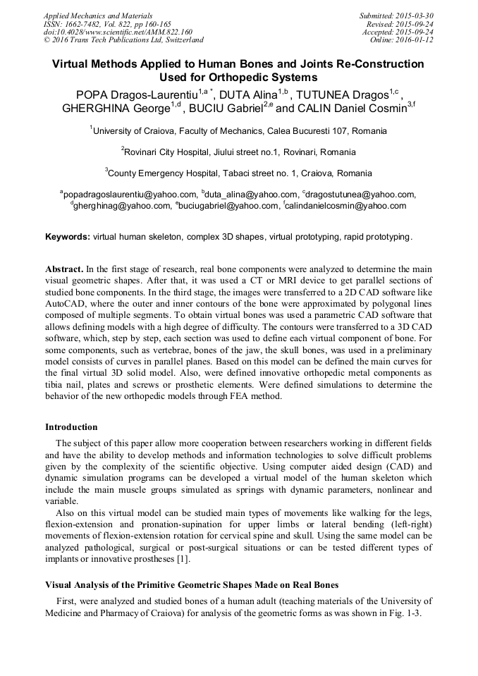 Virtual Methods Applied to Human Bones and Joints Re-Construction Used ...