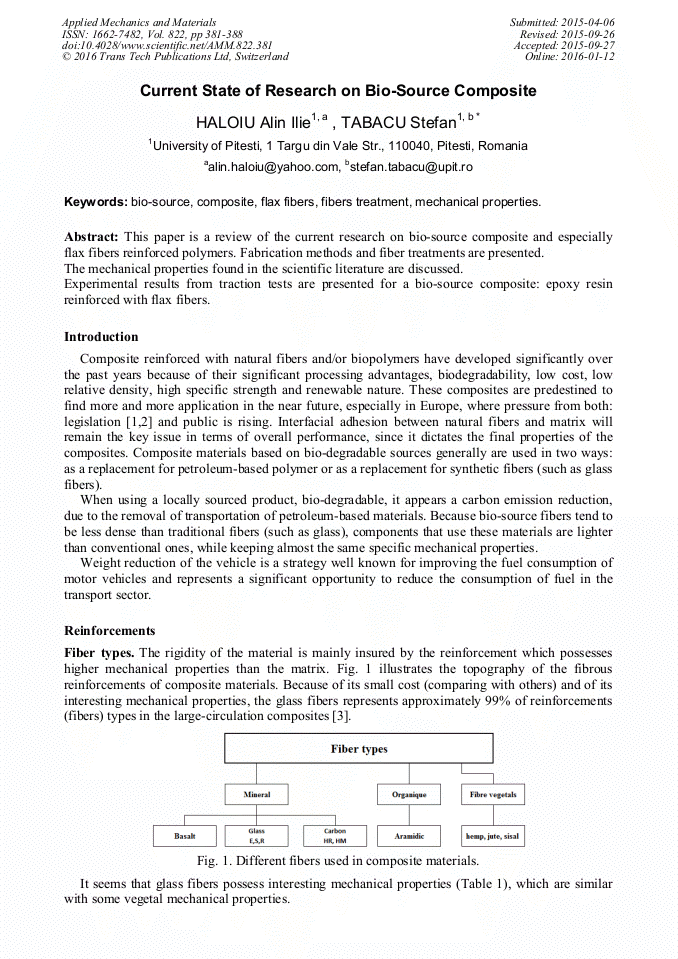 Current State of Research on Bio-Source Composite | Scientific.Net