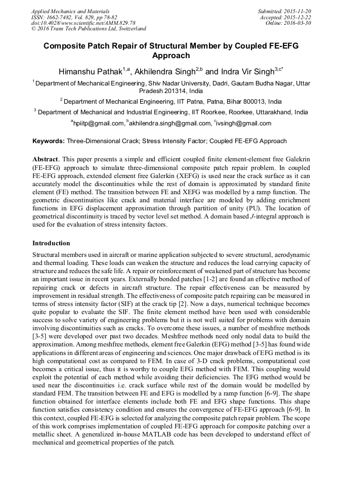 Composite Patch Repair of Structural Member by Coupled FE-EFG Approach ...
