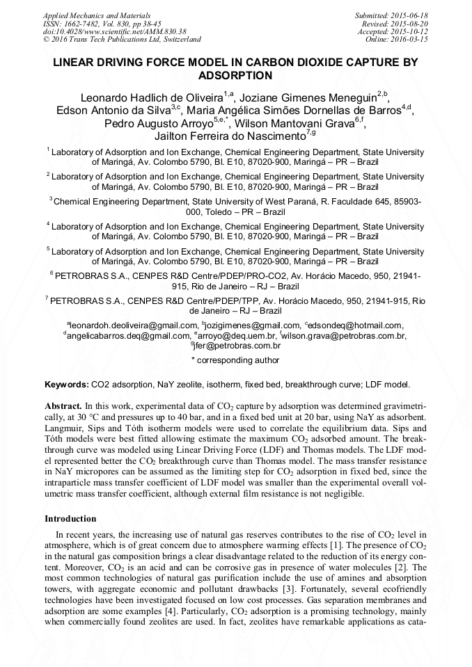Linear Driving Force Model in Carbon Dioxide Capture by Adsorption ...