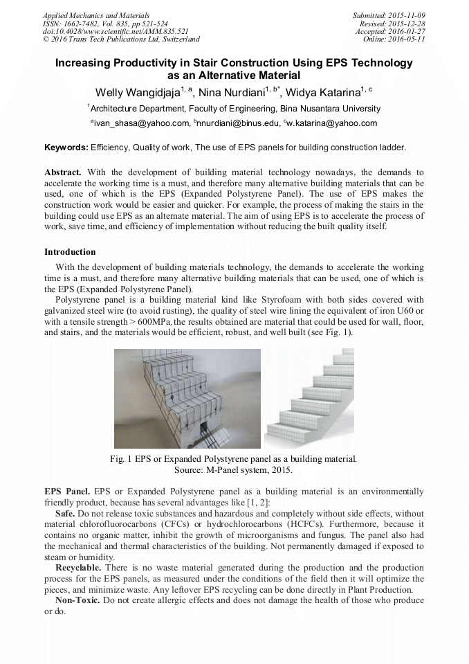 Increasing Productivity in Stair Construction Using EPS Technology as ...