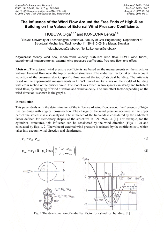 The Influence of the Wind Flow Around the Free Ends of High-Rise ...