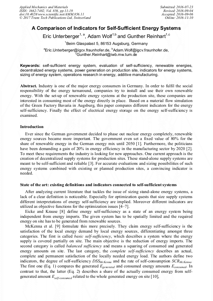 A Comparison of Indicators for Self-Sufficient Energy Systems ...