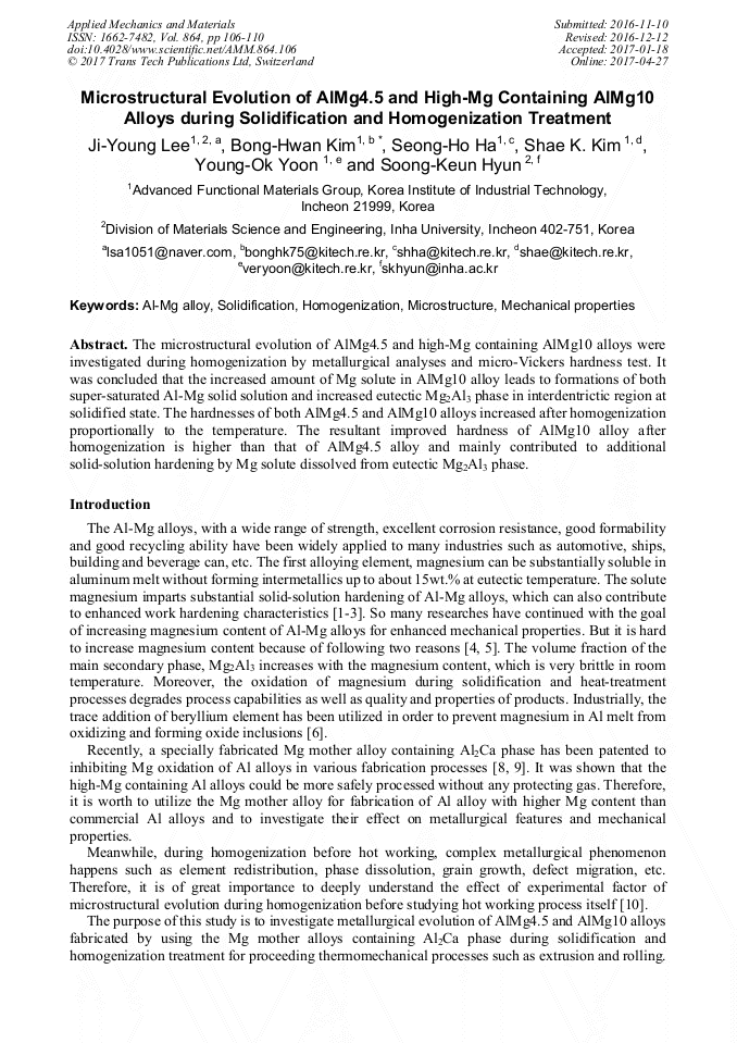 Microstructural Evolution of AlMg4.5 and High-Mg Containing AlMg10 ...