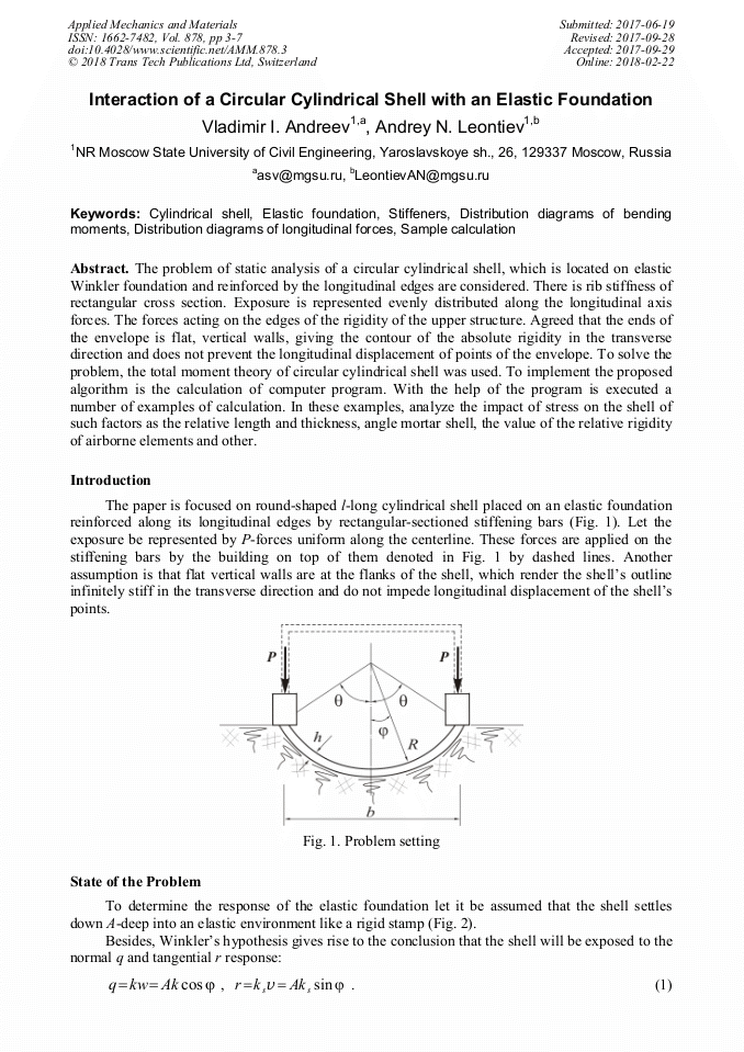 Interaction of a Circular Cylindrical Shell with an Elastic Foundation ...