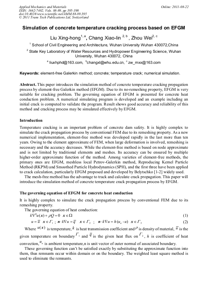 Simulation of Concrete Temperature Cracking Process Based on EFGM ...