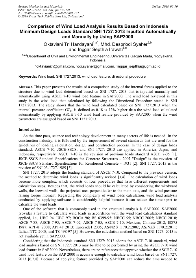 Comparison of Wind Load Analysis Results Based on Indonesia Minimum ...