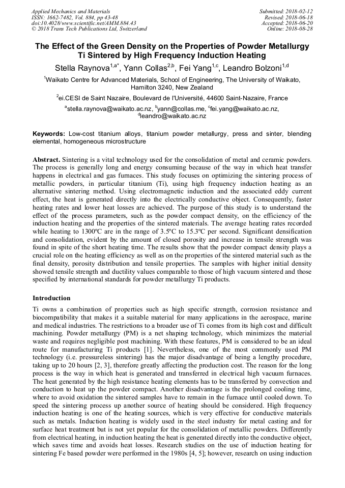 The Effect of the Green Density on the Properties of Powder Metallurgy ...