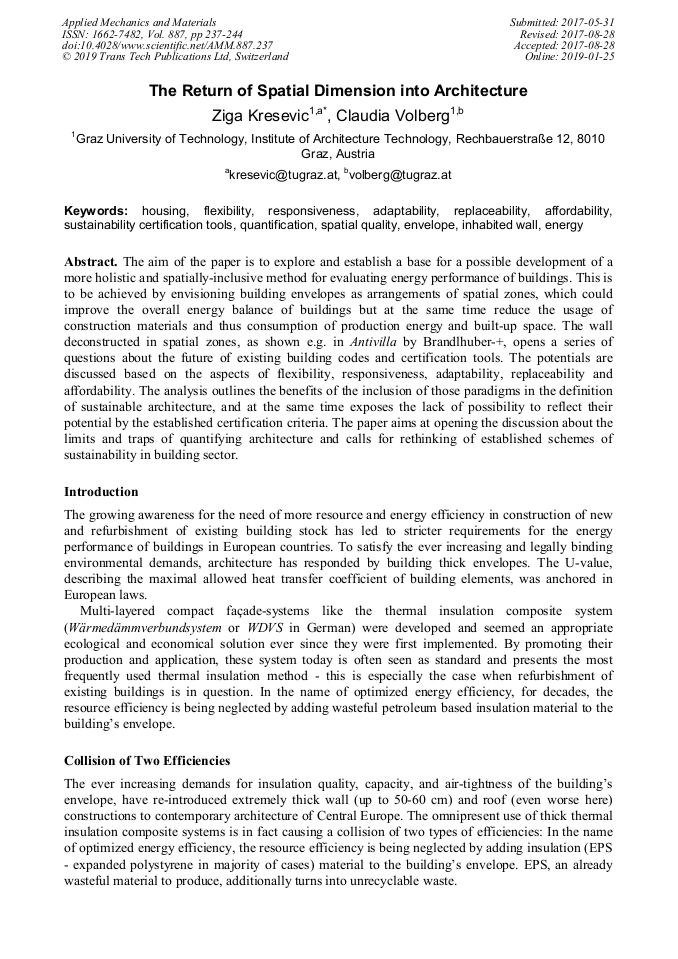 The Return of Spatial Dimension into Architecture | Scientific.Net