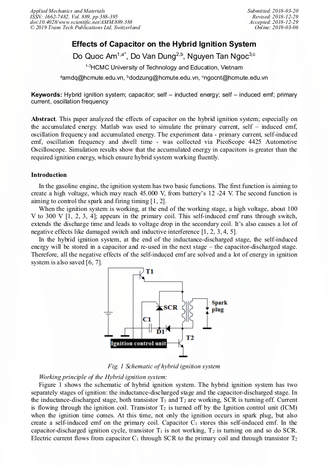 Effects of Capacitor on the Hybrid Ignition System | Scientific.Net
