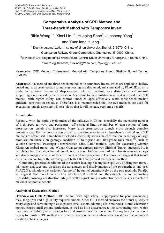 Comparative Analysis of CRD Method and Three-Bench Method with ...