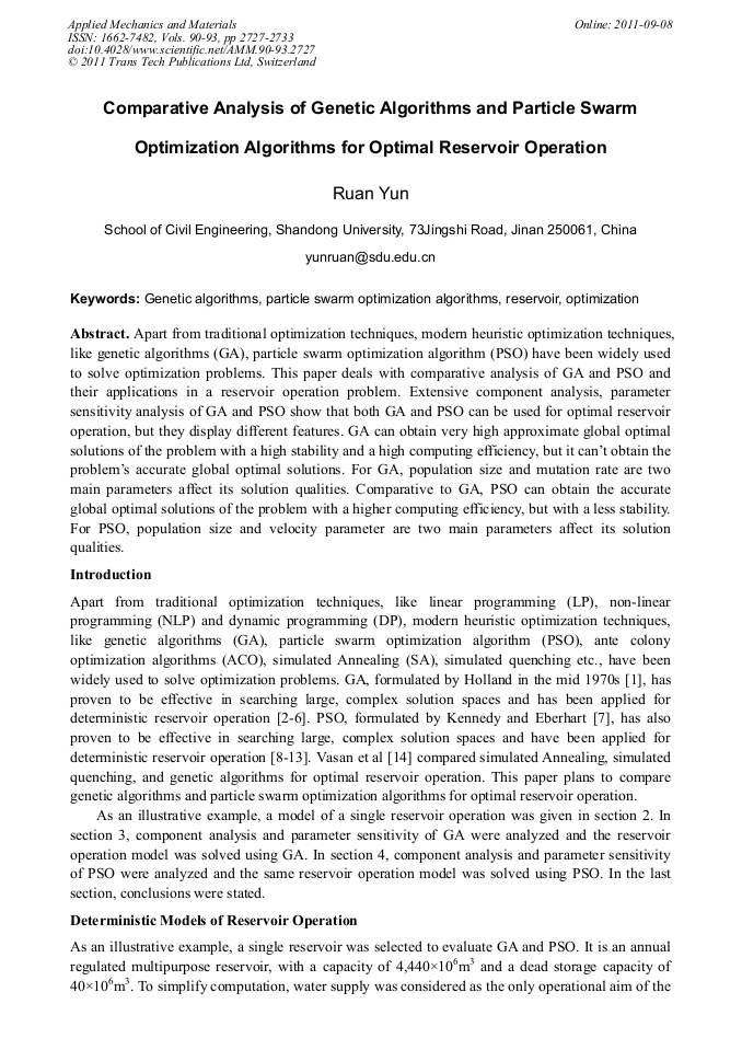 Comparative Analysis of Genetic Algorithms and Particle Swarm Optimization Algorithms for ...