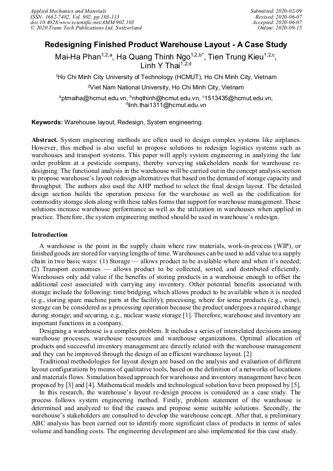 Redesigning Finished Product Warehouse Layout - A Case Study ...