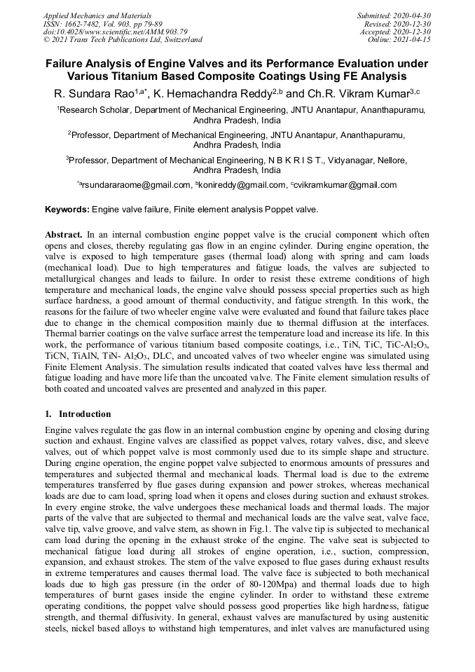 Failure Analysis of Engine Valves and its Performance Evaluation under ...
