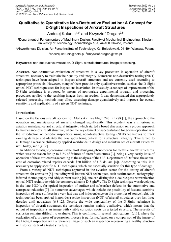 Qualitative to Quantitative Non-Destructive Evaluation: A Concept for D ...