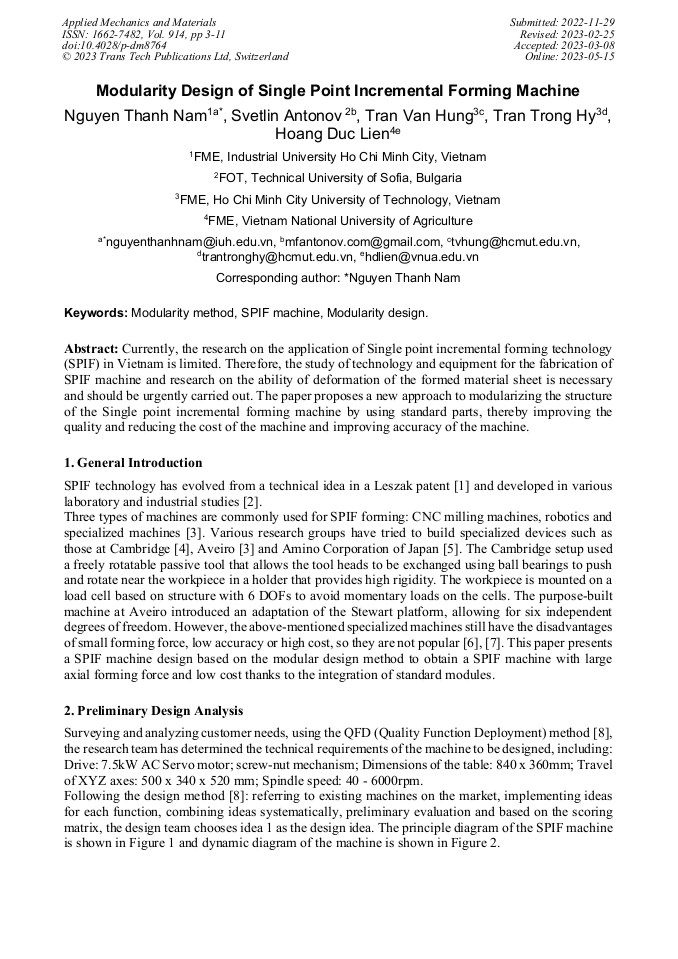 Modularity Design of Single Point Incremental Forming Machine ...