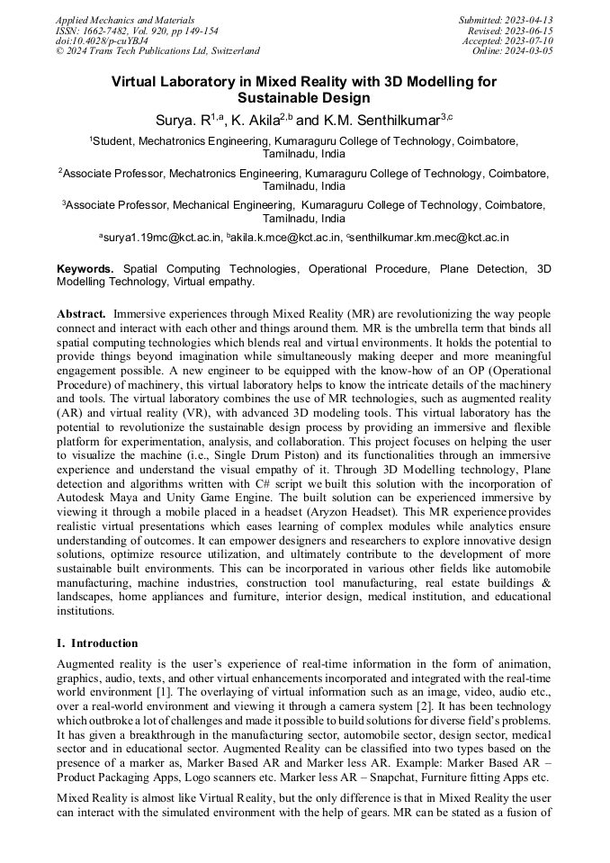 Virtual Laboratory in Mixed Reality with 3D Modelling for Sustainable ...