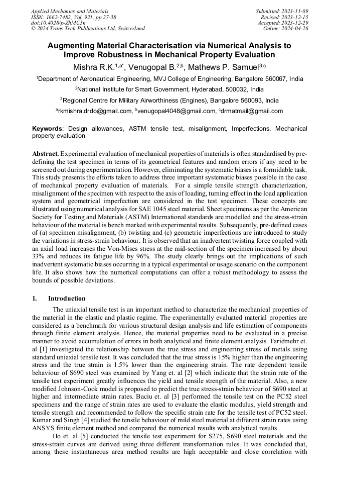 Augmenting Material Characterisation via Numerical Analysis to Improve ...