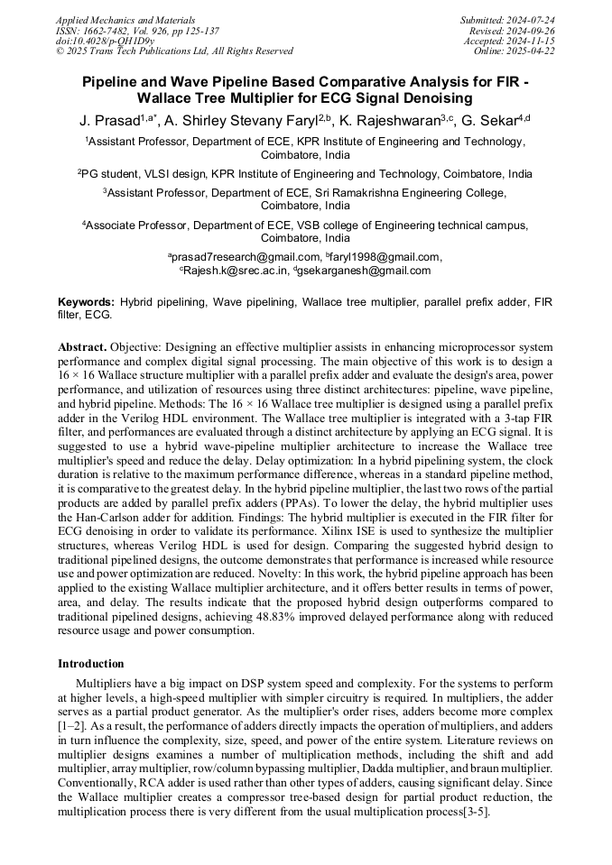 Pipeline and Wave Pipeline Based Comparative Analysis for FIR - Wallace ...