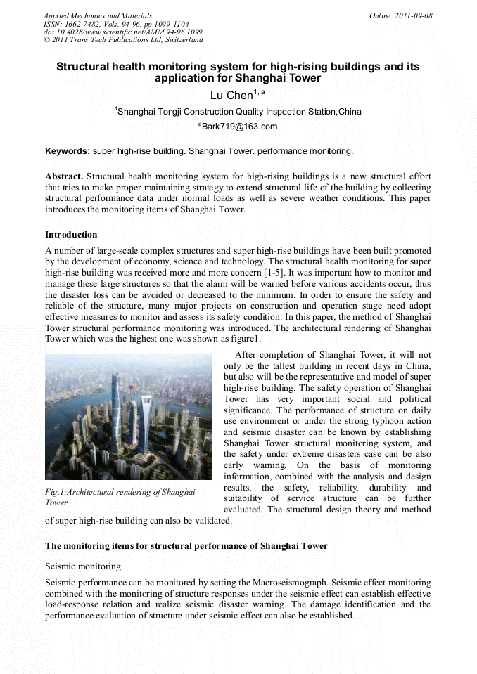Structural Health Monitoring System for High-Rising Buildings and its ...