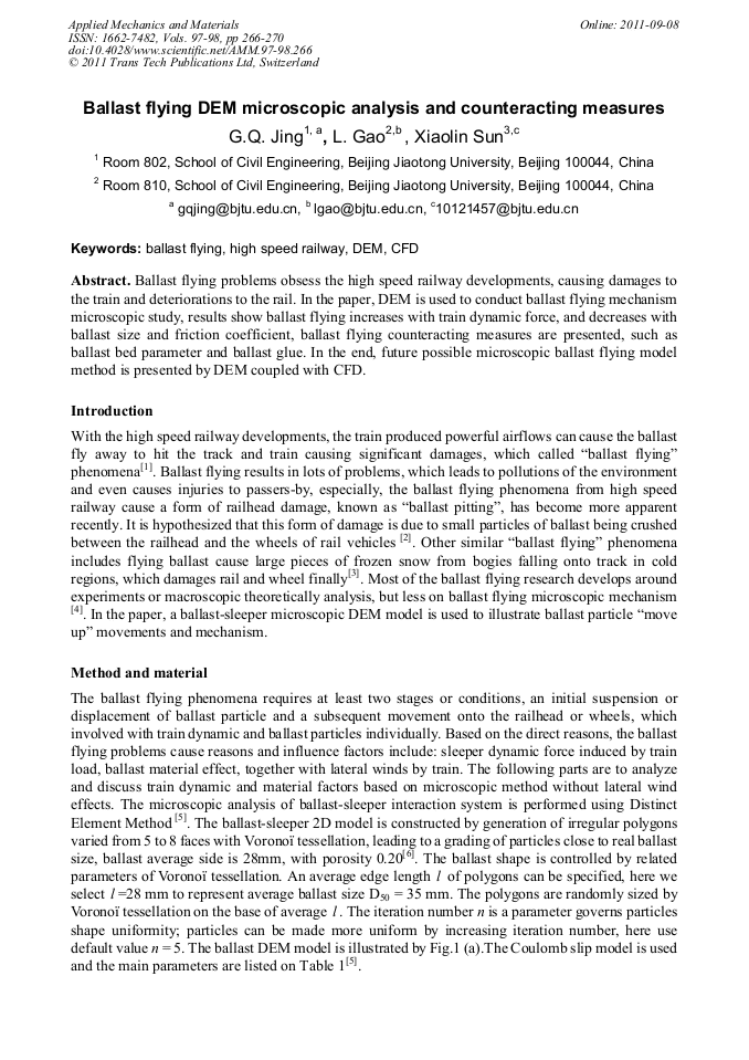 Ballast Flying DEM Microscopic Analysis and Counteracting Measures ...