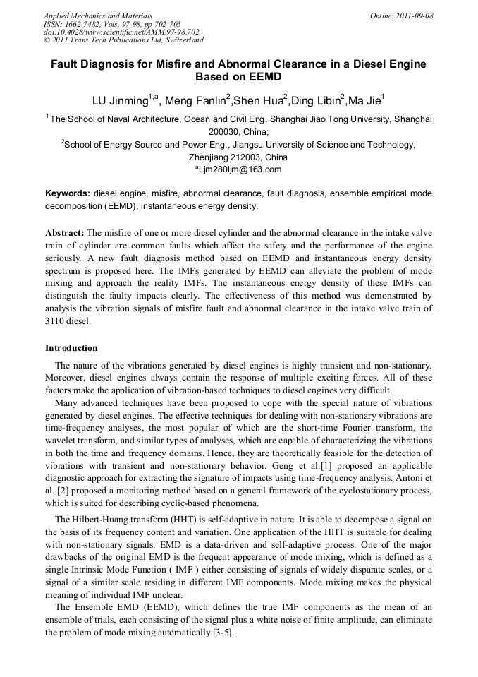 Fault Diagnosis For Misfire And Abnormal Clearance In A Diesel Engine fault-diagnosis-for-misfire-and-abnormal-clearance-in-a-diesel-engine