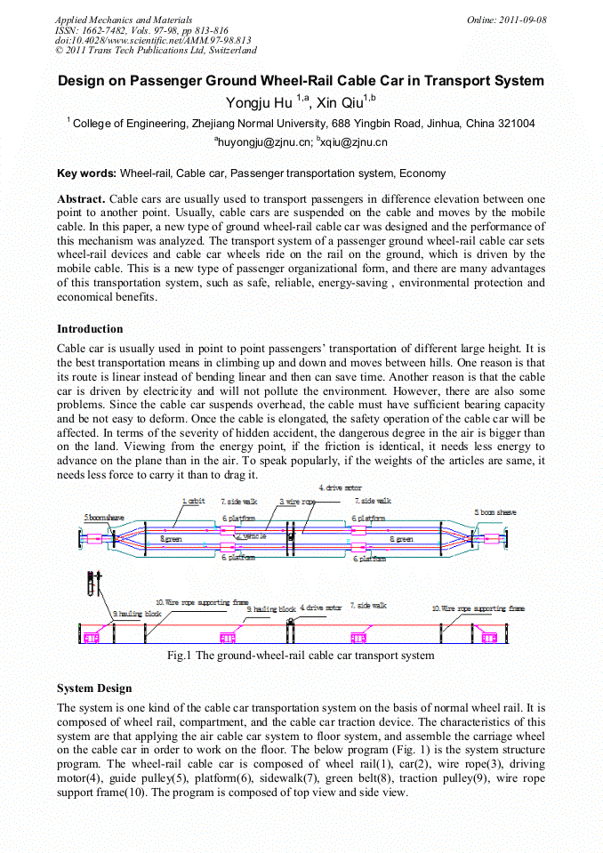 Design on Passenger Ground Wheel-Rail Cable Car in Transport System ...