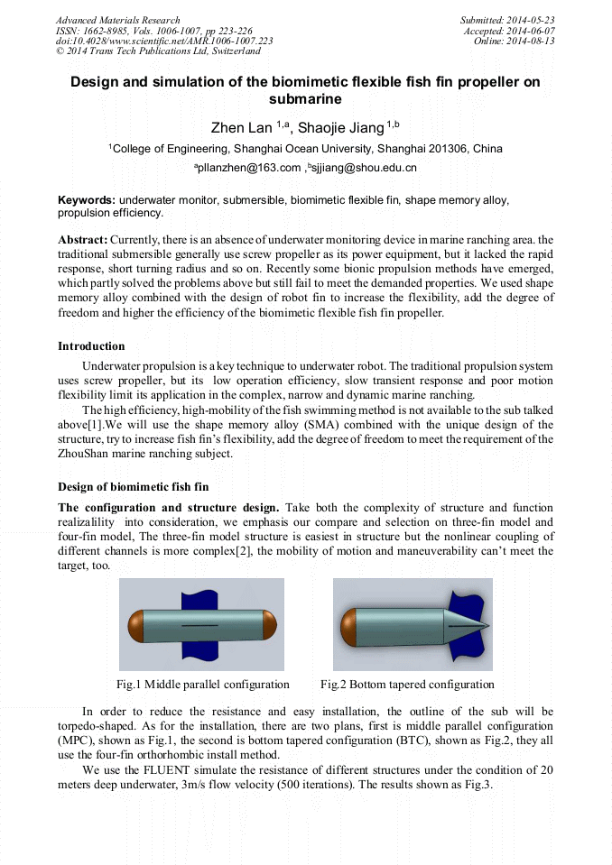 Design and Simulation of the Biomimetic Flexible Fish Fin Propeller on ...