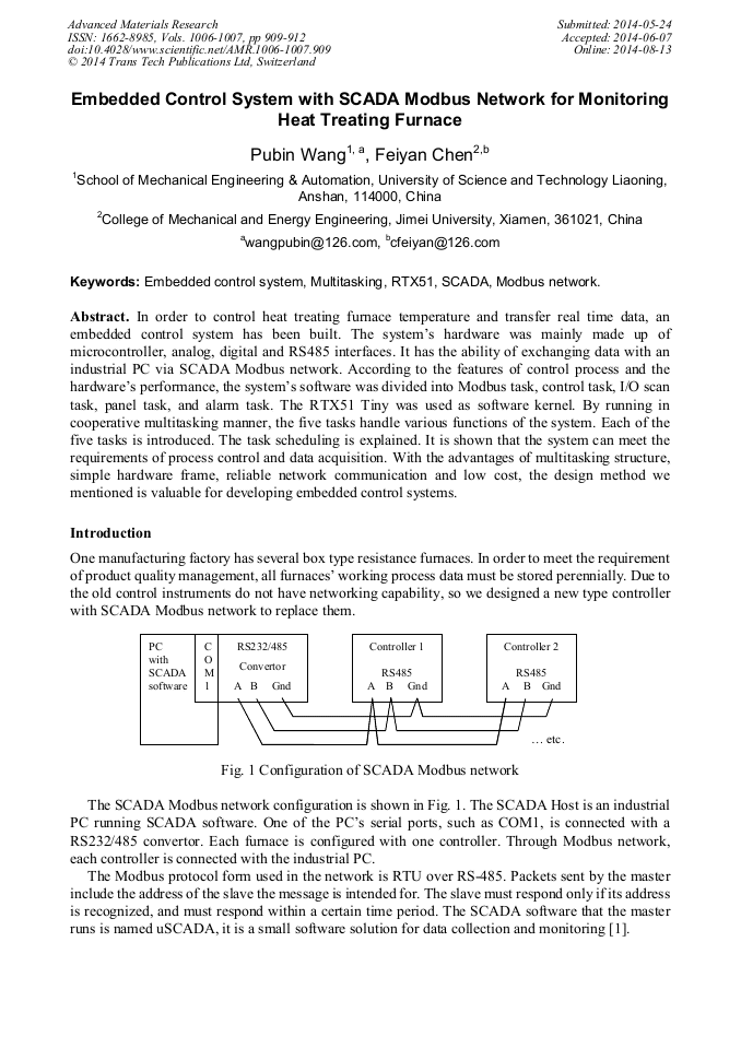 Embedded Control System with SCADA Modbus Network for Monitoring Heat ...