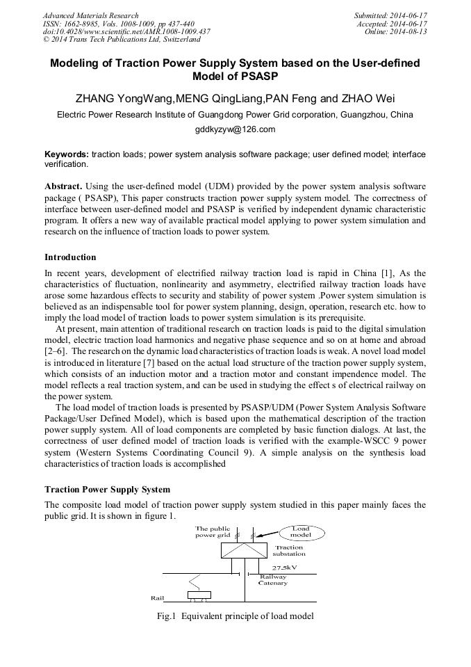 Modeling of Traction Power Supply System Based on the User-Defined ...