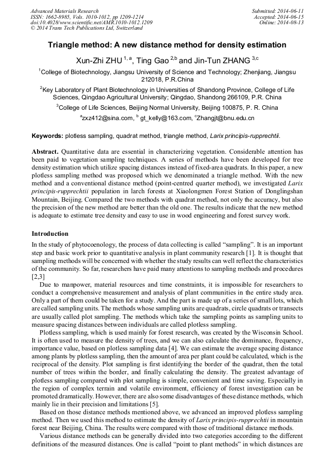 Triangle Method: A New Distance Method for Density Estimation ...