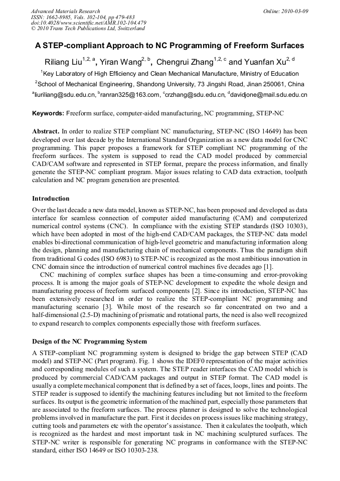 A STEP-Compliant Approach to NC Programming of Freeform Surfaces ...