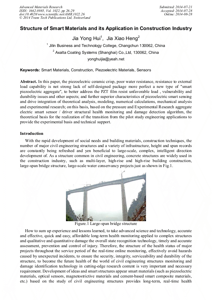 Structure of Smart Materials and its Application in Construction ...