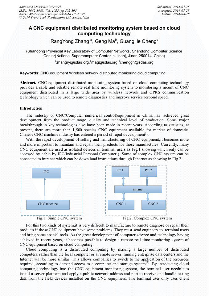 A CNC Equipment Distributed Monitoring System Based on Cloud Computing ...