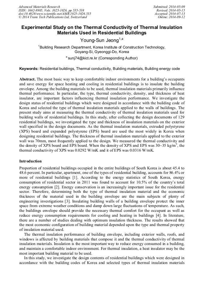 Experimental Study on the Thermal Conductivity of Thermal Insulation ...